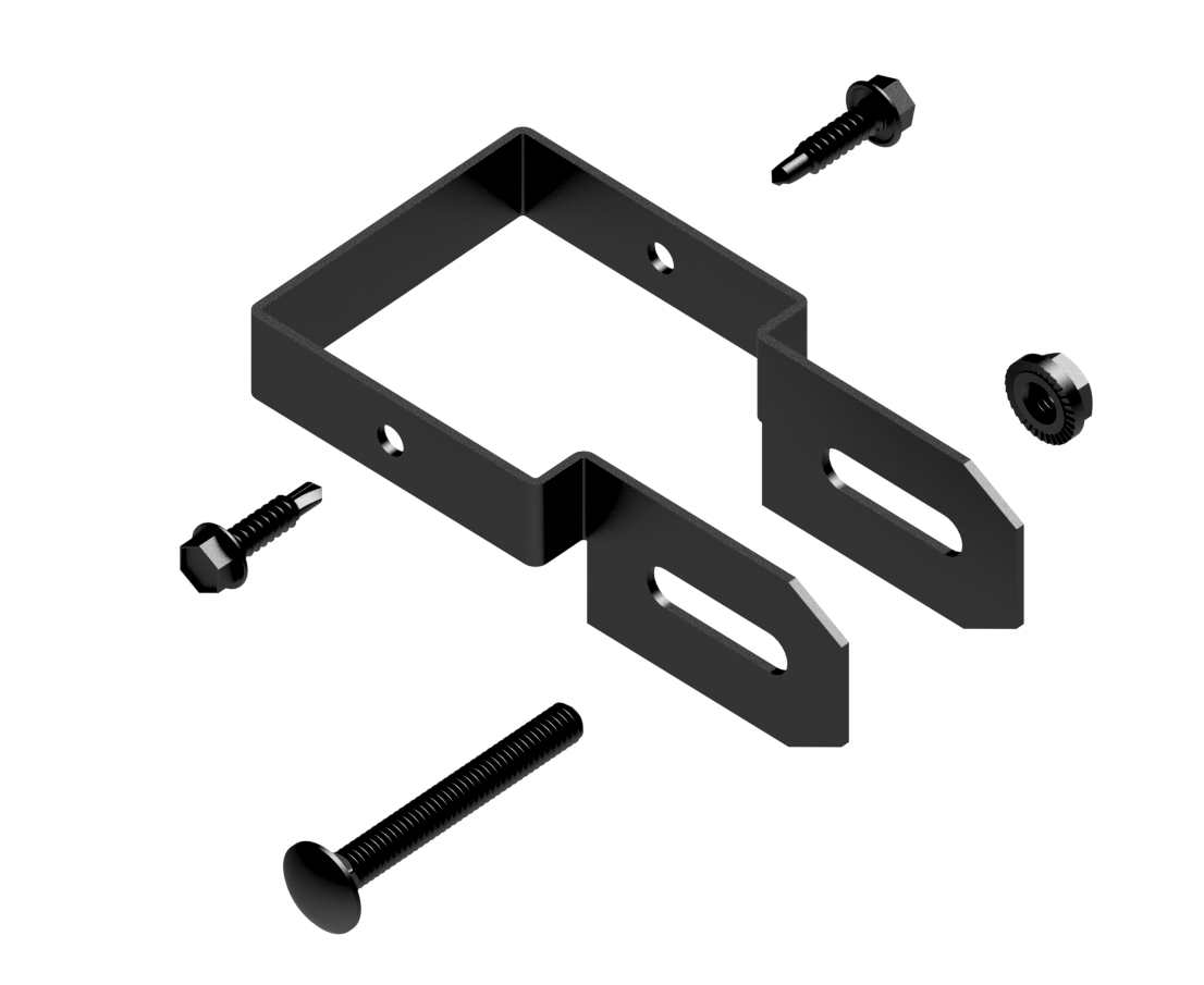 BRKT UPG WRA-TERM A36 14ga 2.5" SQR TO 1.5"-RL w/ HDWR KIT PG R9005 BL